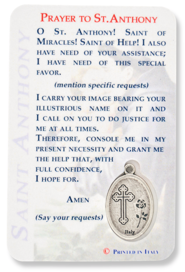 Buy St Anthony Prayer Card with Medal | Gifts Catholic