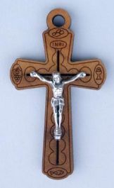 Flared Olive Wood Laser Cut Crucifix