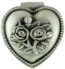 Buy Heart Shaped Metal Rosary Box W/Floral Relief | Gifts Catholic