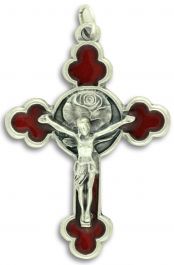 Buy Orthodox/Byzantine Red Crucifix W/Rose, 1.1/2in | Gifts Catholic