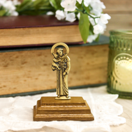 Buy St Anthony Table Top Icon, Antique Gold on Wood Base - 2.75 ...